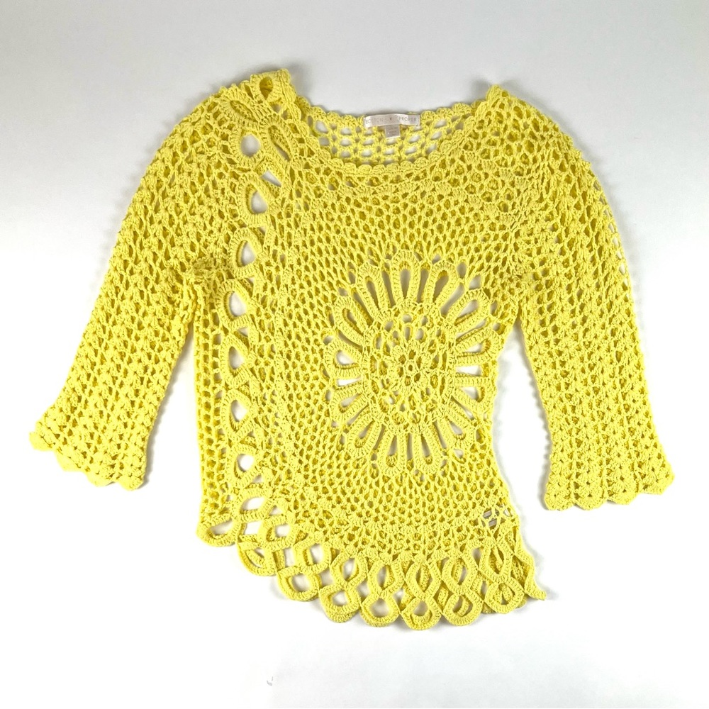 Boston Proper Daring Yellow Crochet Sweater Top - Gem
